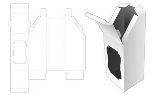 قالب تیغ دای کات جعبه محصول - Chamfered box with window die cut | گرافیستیم